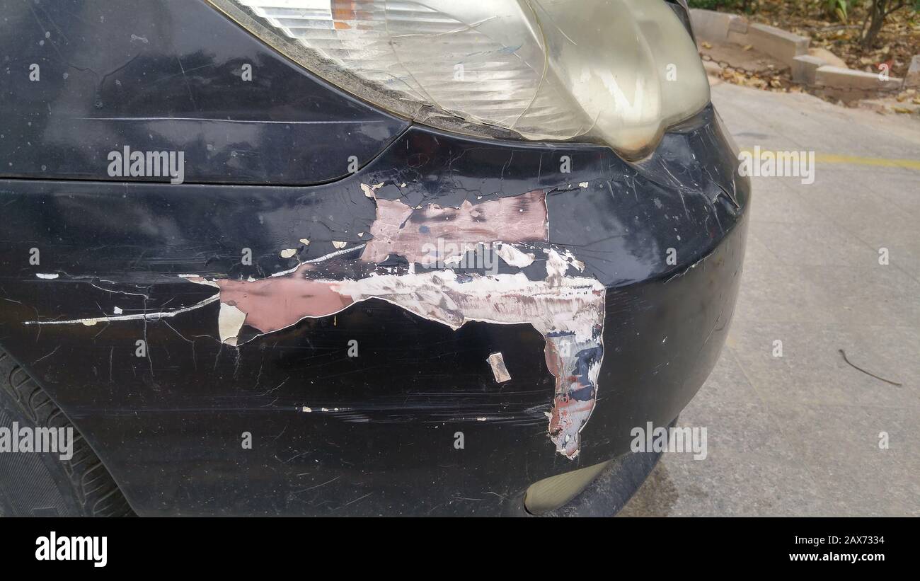 The side of the front of the car is chipped Stock Photo - Alamy