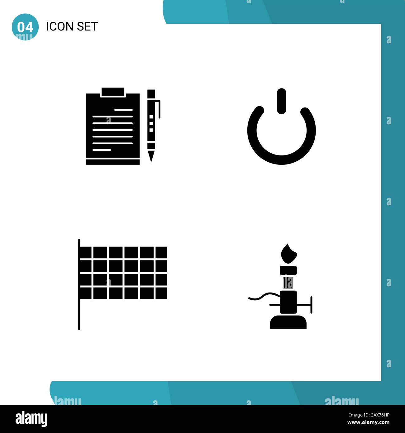 Vector Pack of 4 Glyph Symbols. Solid Style Icon Set on White ...