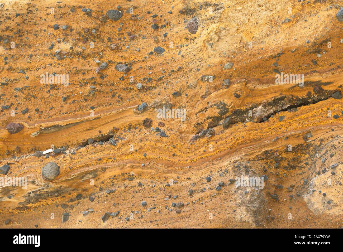 Close-up of rocks formed by lava in Ly Son island, Quang Ngai province ...