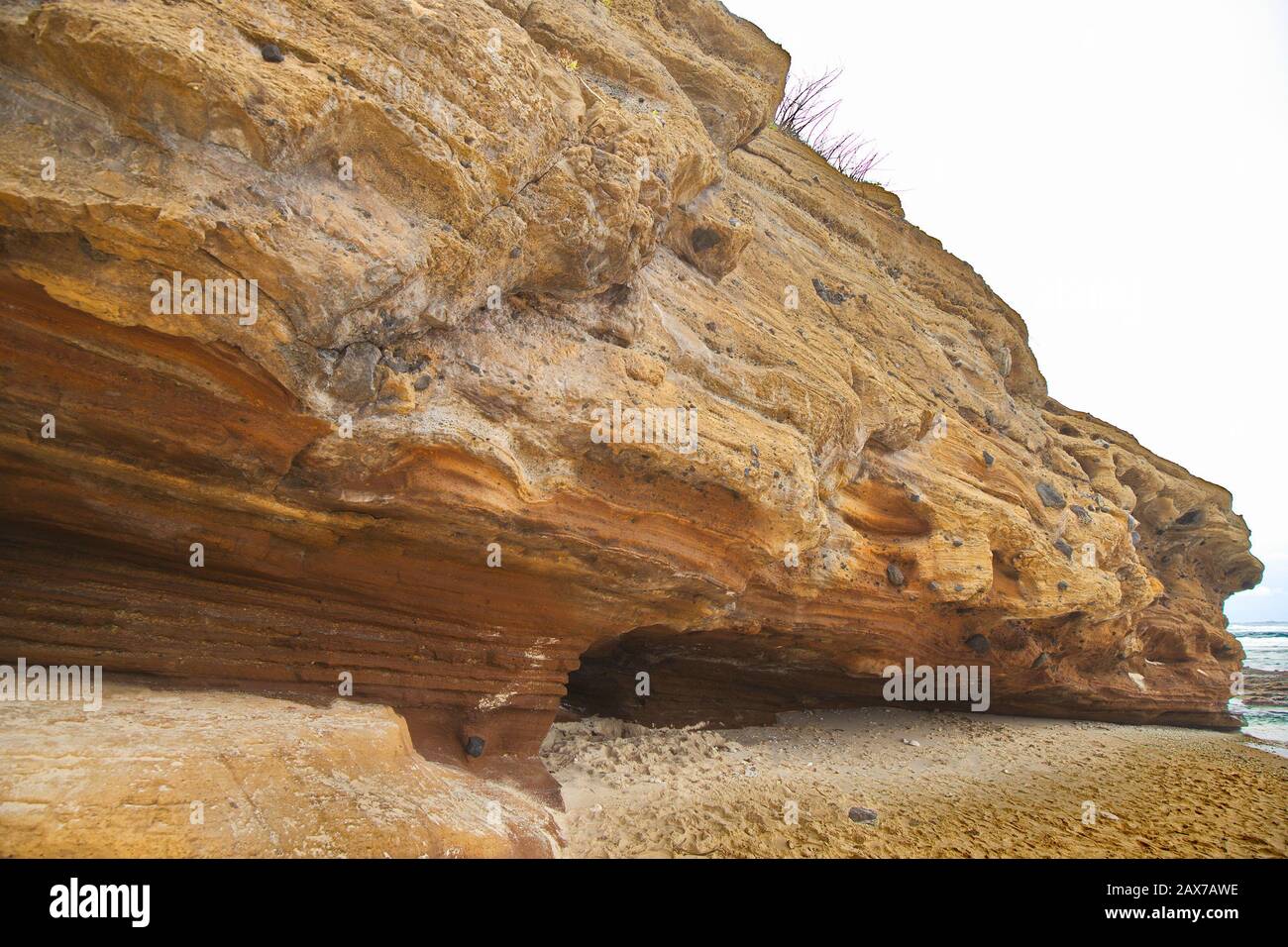 Close-up of rocks formed by lava in Ly Son island, Quang Ngai province ...