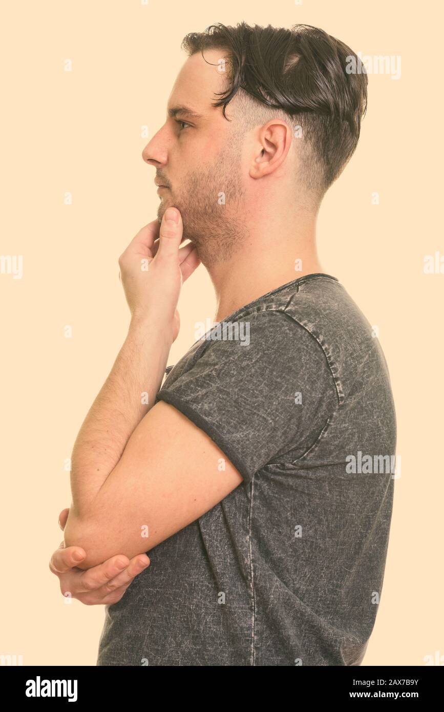 Side view young caucasian man hi-res stock photography and images - Alamy