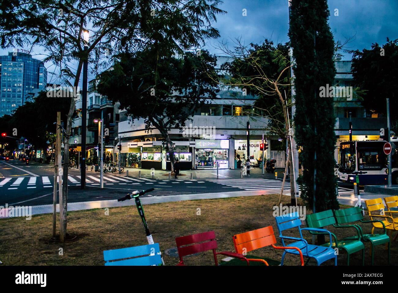 Tel Aviv Israel February 09, 2020 View of a traditional Israeli public ...