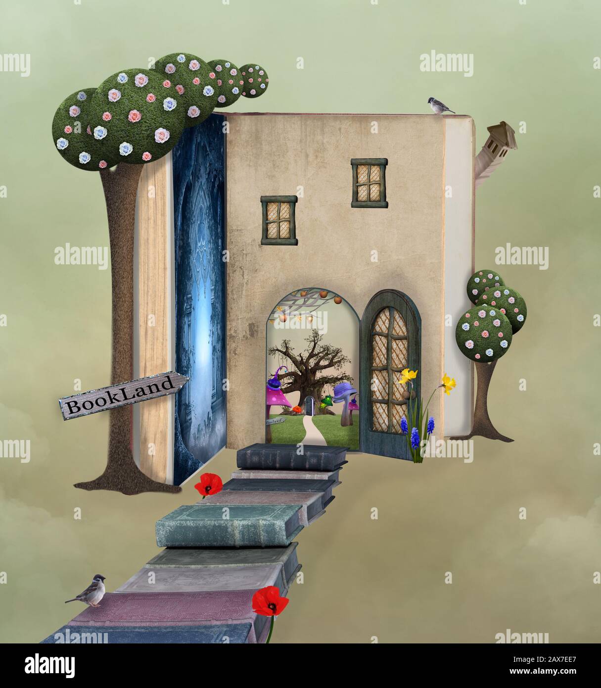 3d illustration open book tree hi-res stock photography and images - Alamy