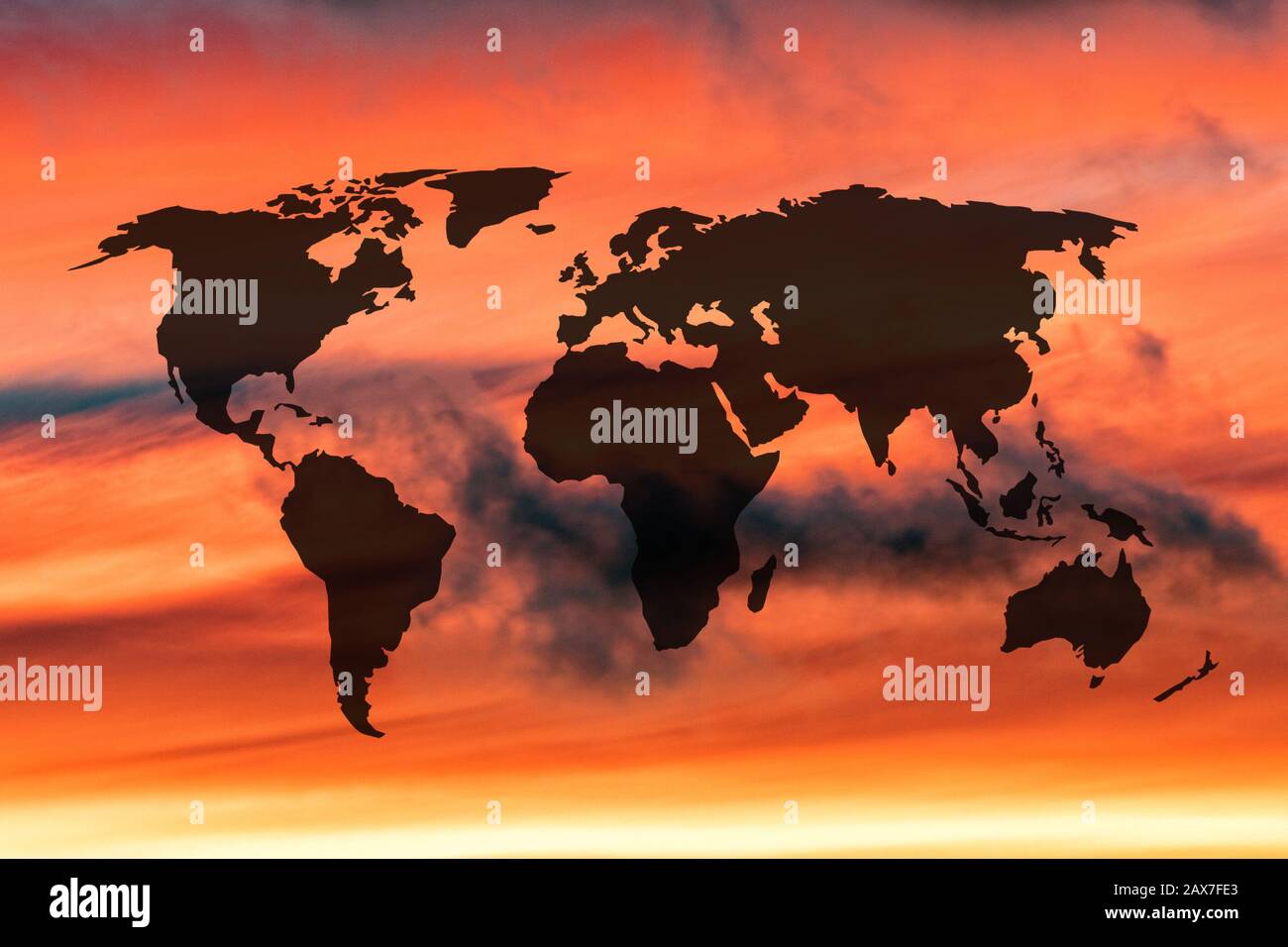 Map world burning in fire hi-res stock photography and images - Alamy