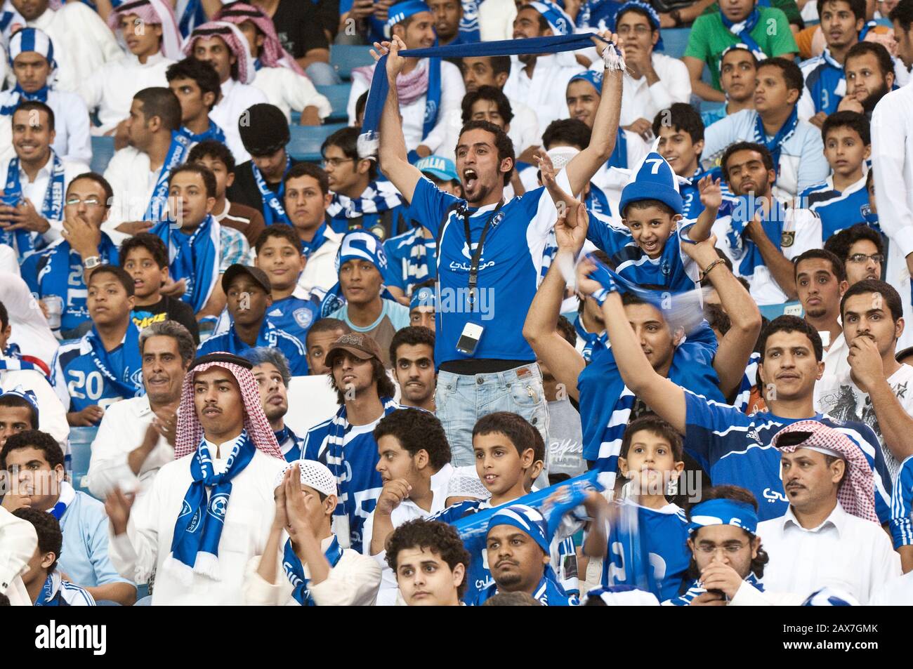 Fans of Al Hilal Saudi Football Club, Saudi Arabia Stock Photo - Alamy