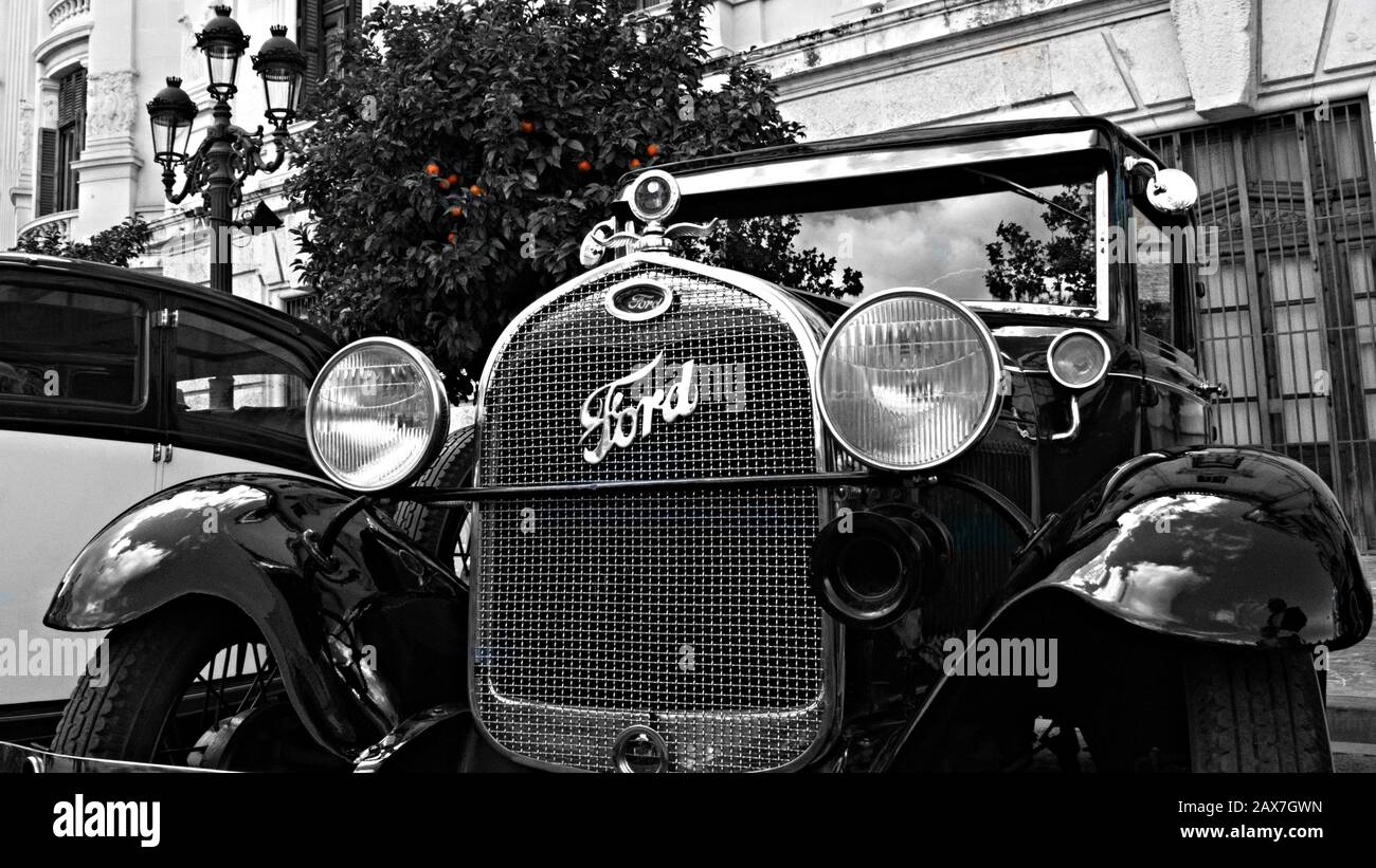 Ford Classic Model A Car at Vintage Rally - Valencia, Spain Stock Photo ...