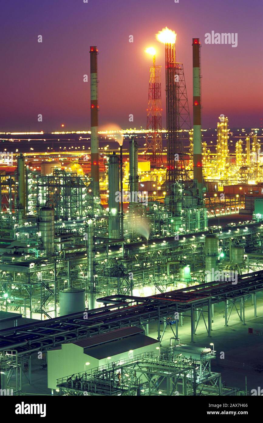 An industrial estate in Saudi Arabia at dusk Stock Photo - Alamy