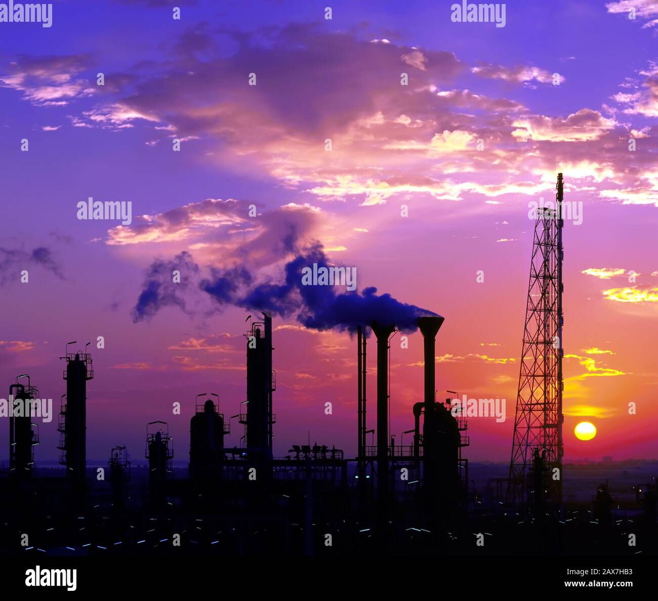 An industrial estate in Saudi Arabia at dusk Stock Photo - Alamy
