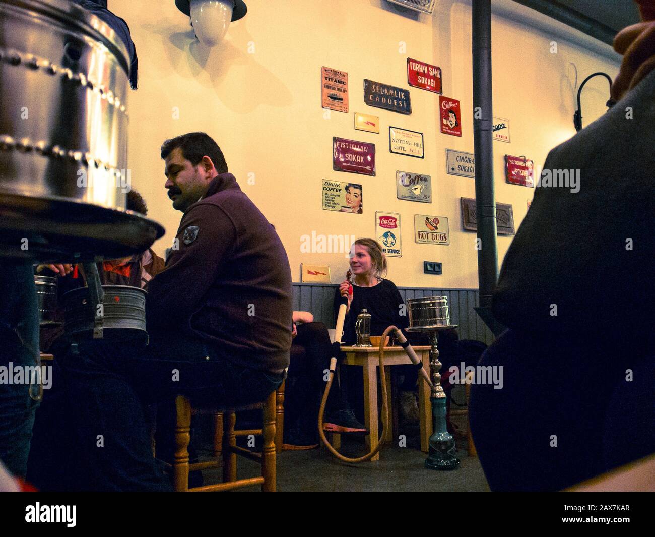 Shisha cafes, Galata District. Istanbul,Turkey Stock Photo - Alamy