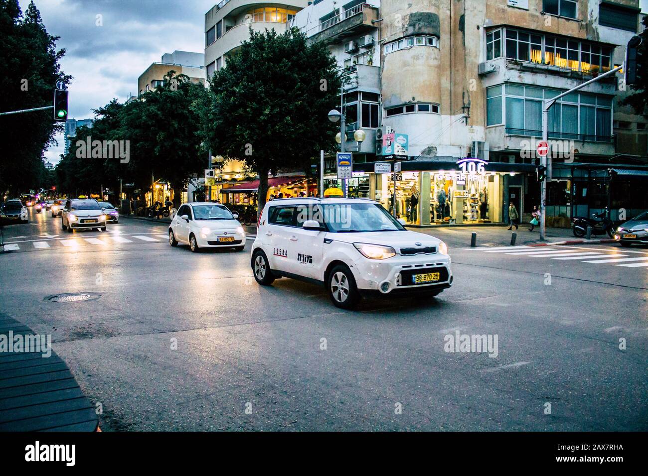 Tel Aviv Israel February 09, 2020 View of traditional Israeli taxi ...