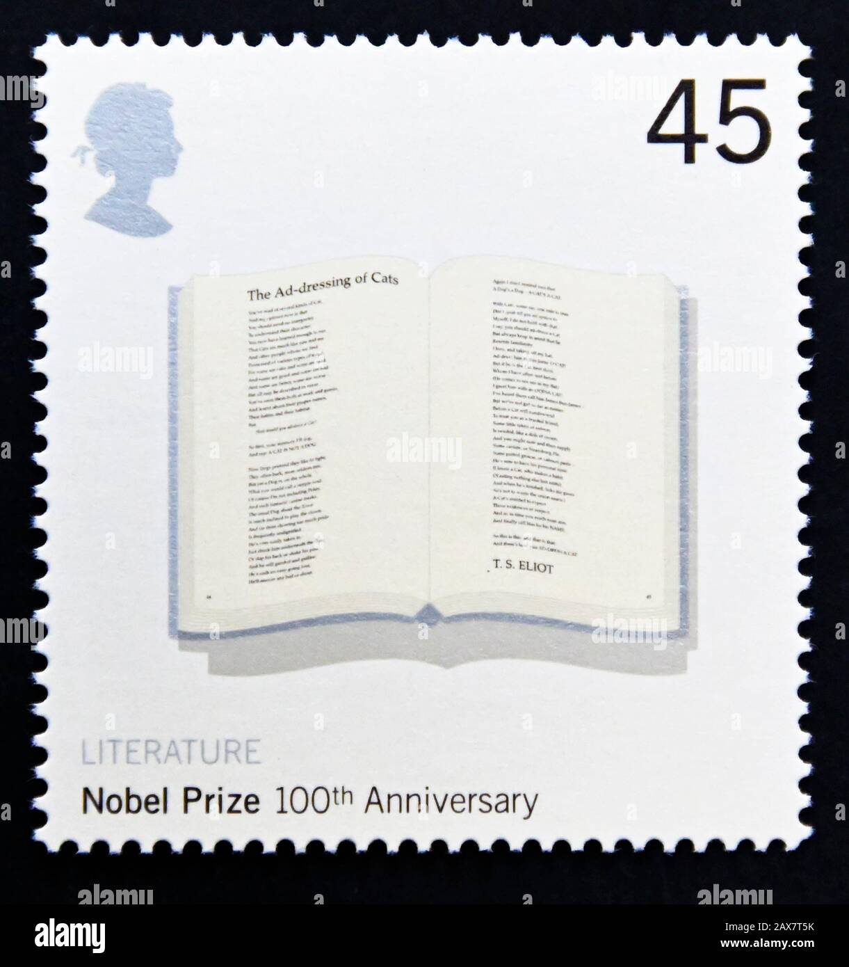 Postage stamp. Great Britain. Queen Elizabeth II. Centenary of Nobel ...