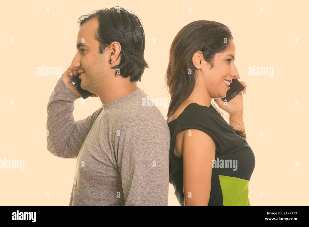 Back view young woman phone talking hi-res stock photography and images ...