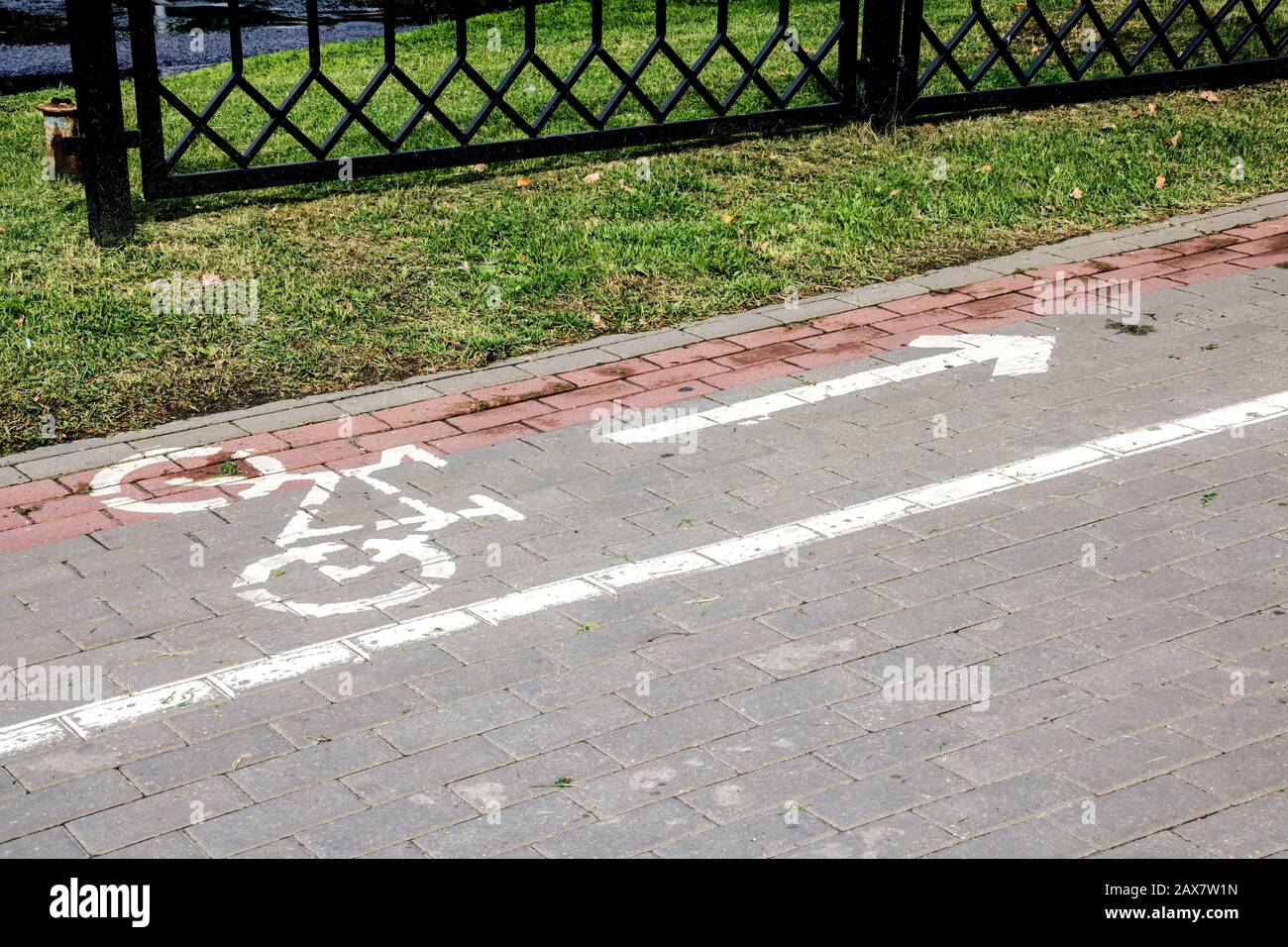 Bicycle path on the paving slab, active lifestyle and sport Stock Photo ...