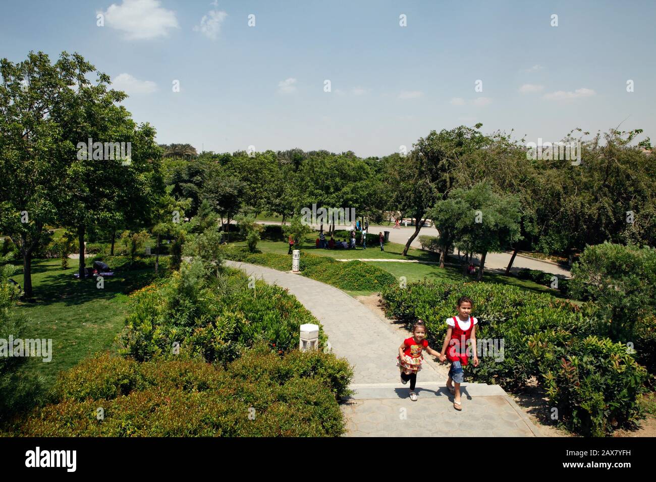 Youth gather in Al-Azhar park and pose for photos Stock Photo - Alamy