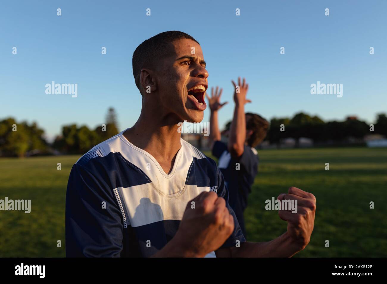 Rugby player happy Stock Photo - Alamy