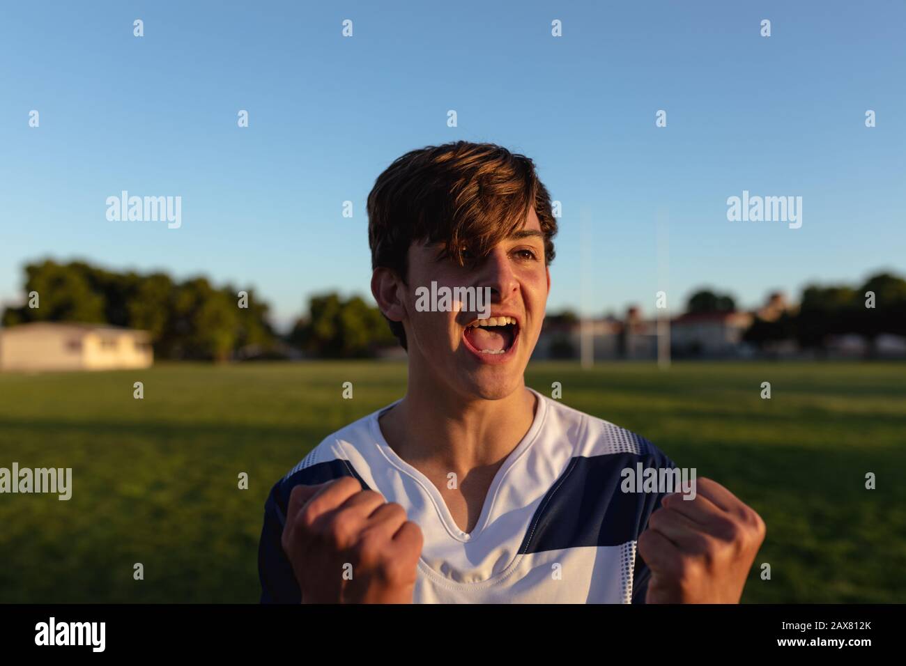 Rugby player happy Stock Photo - Alamy