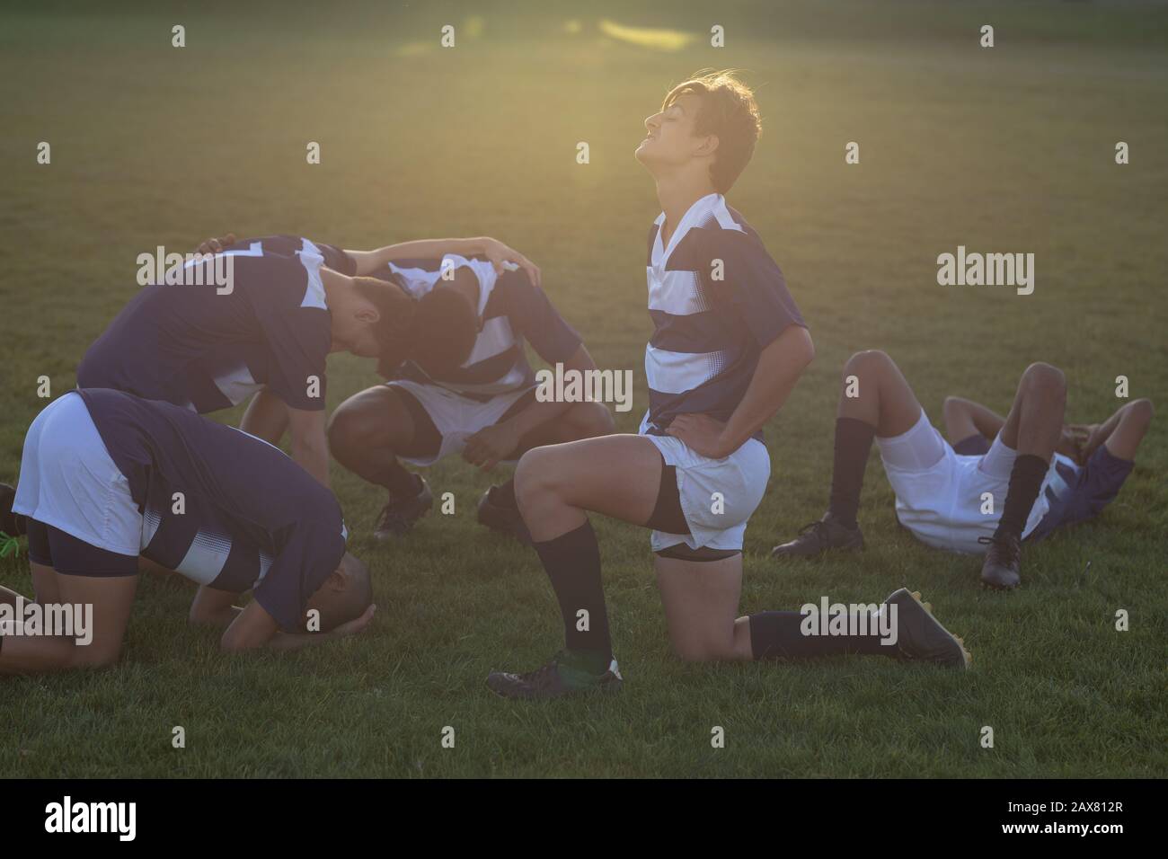 Rugby player stretching hi-res stock photography and images - Alamy