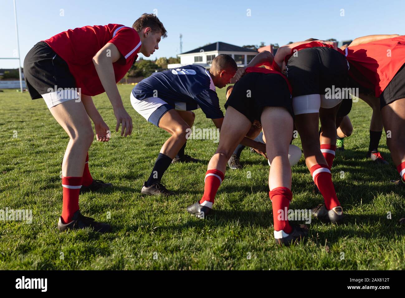 Rugby players playing rugby Stock Photo - Alamy