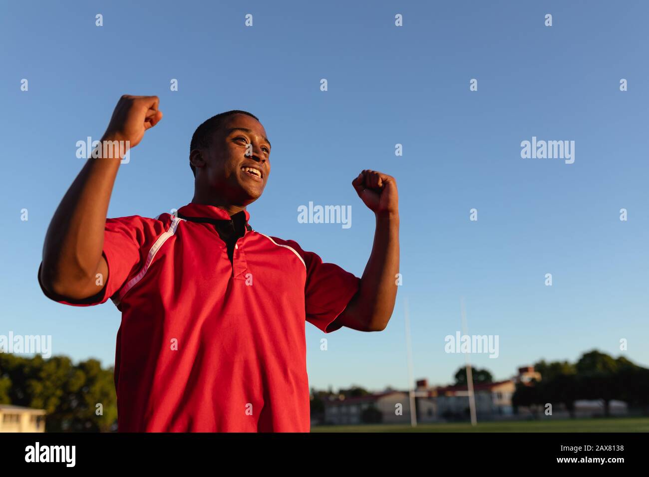 Rugby player happy Stock Photo - Alamy