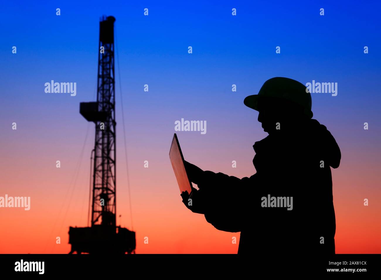 oil field, the oil workers are working Stock Photo - Alamy