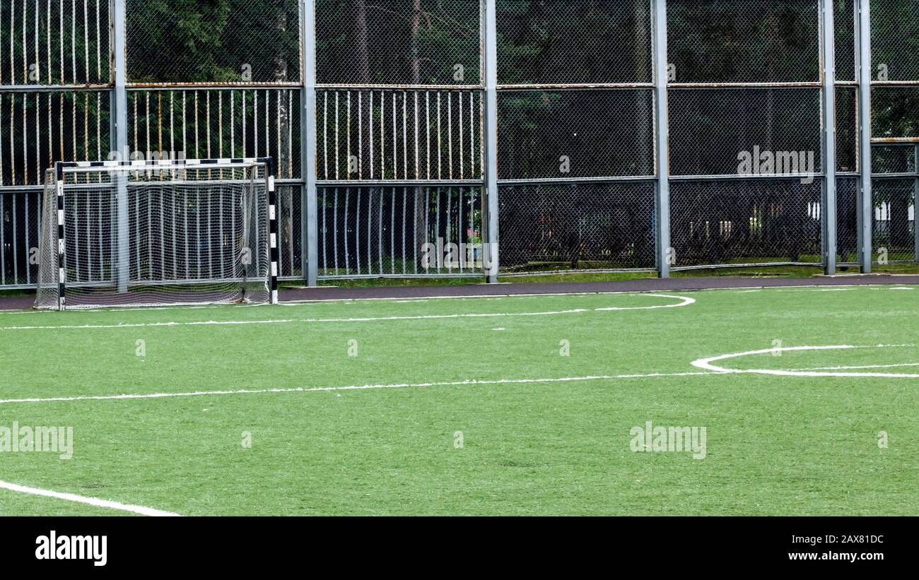 Football field and gates in the open air Stock Photo - Alamy