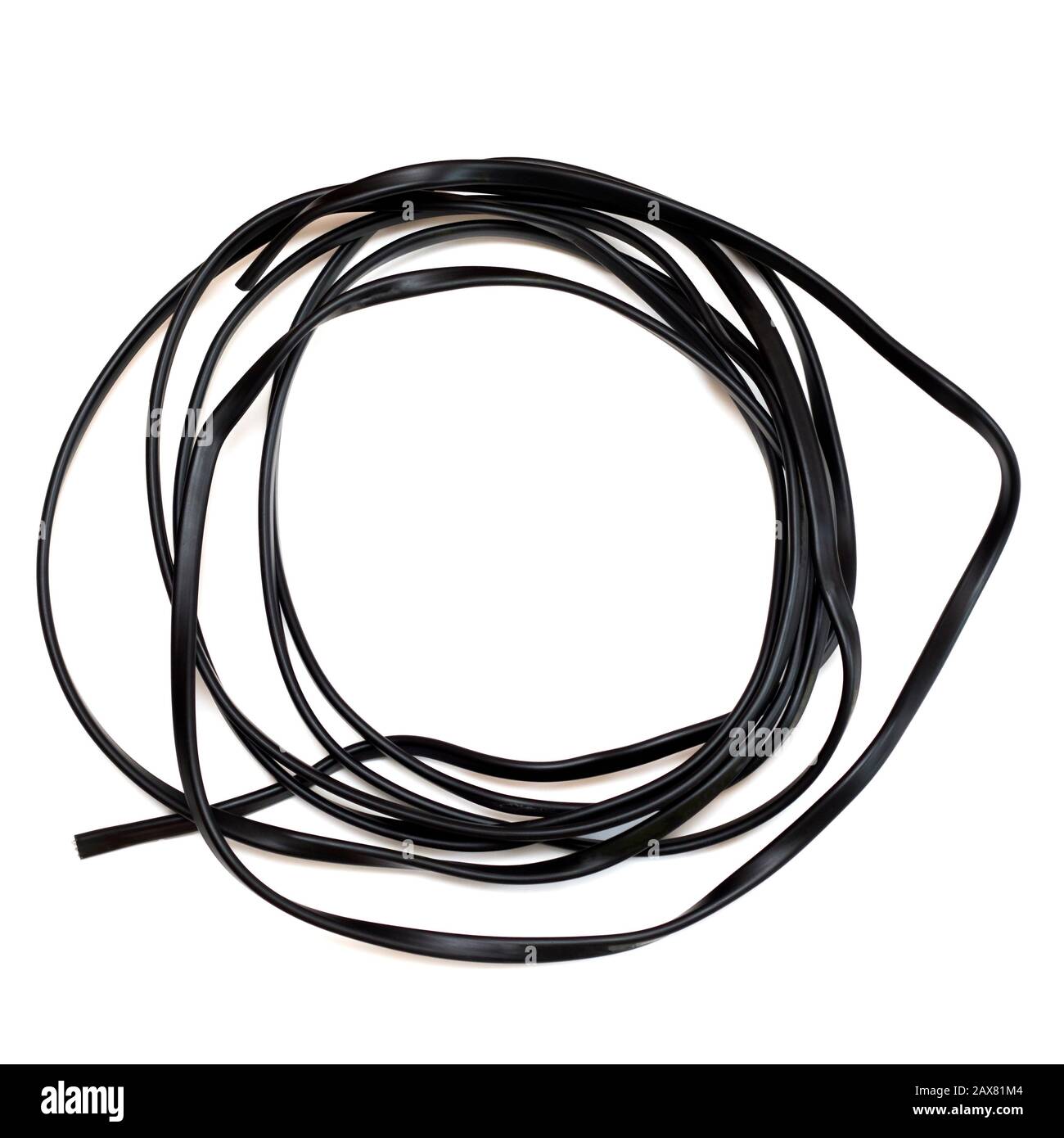 Black cable for electricity on a white background Stock Photo - Alamy