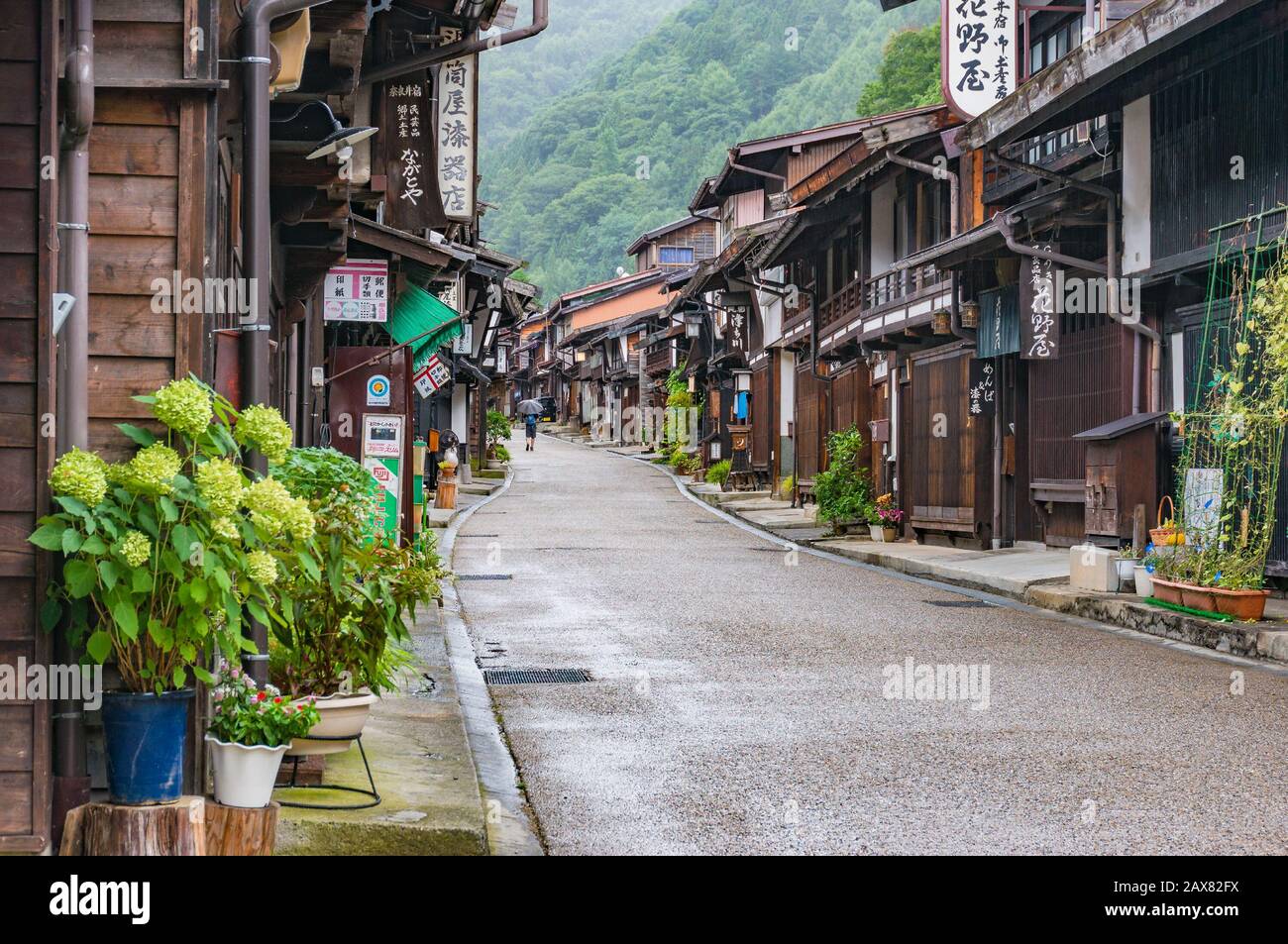 Narai-juku, Japan - September 6, 2016: Picturesque view of old Japanese ...