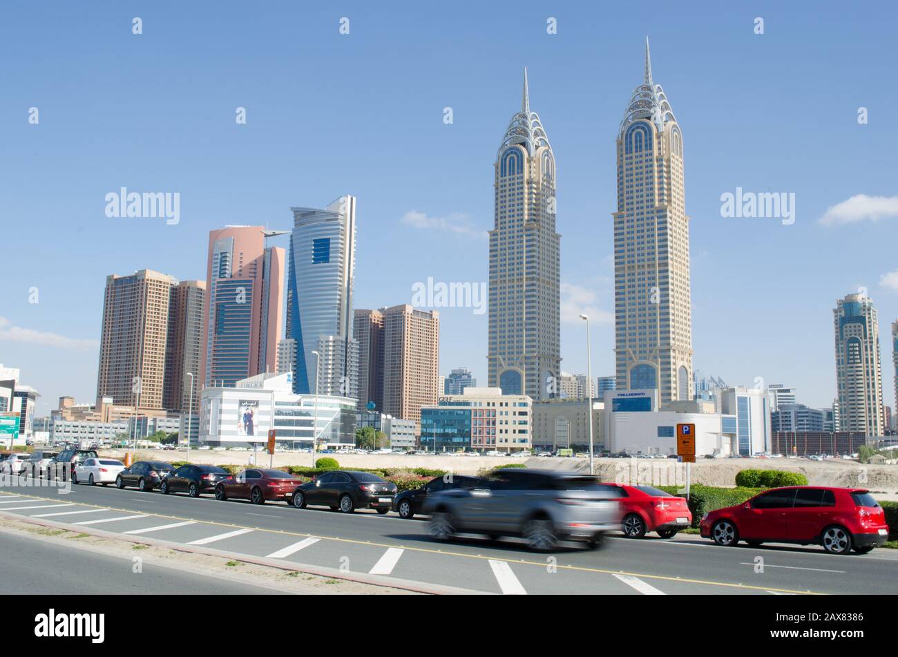 Al Kazim Towers at Dubai, United Arab Emirates Stock Photo - Alamy