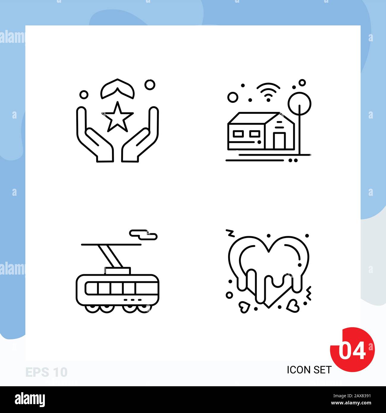 Modern Pack of 4 Icons. Line Outline Symbols isolated on White ...
