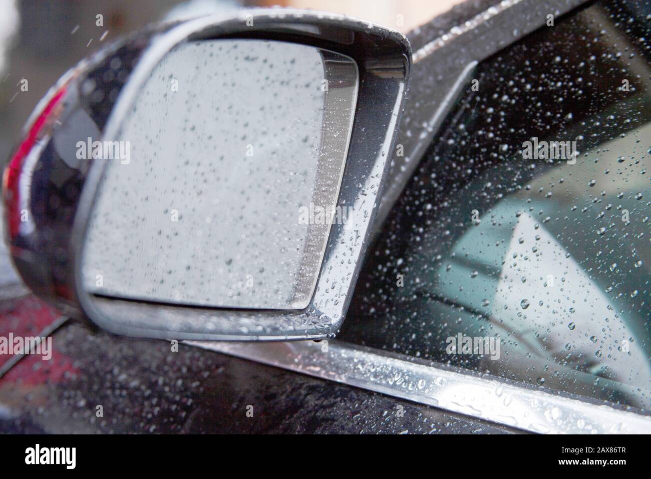 Water drops on car side window Stock Photo - Alamy