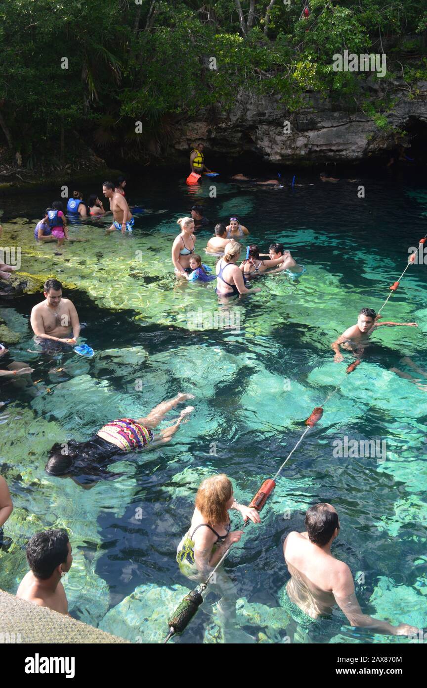 A cenote is a natural pit, or sinkhole, resulting from the collapse of ...