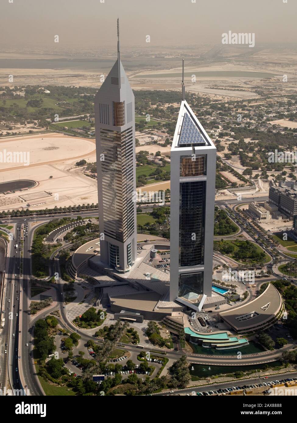 Aerial view of Emirates Towers, Dubai, UAE Stock Photo - Alamy
