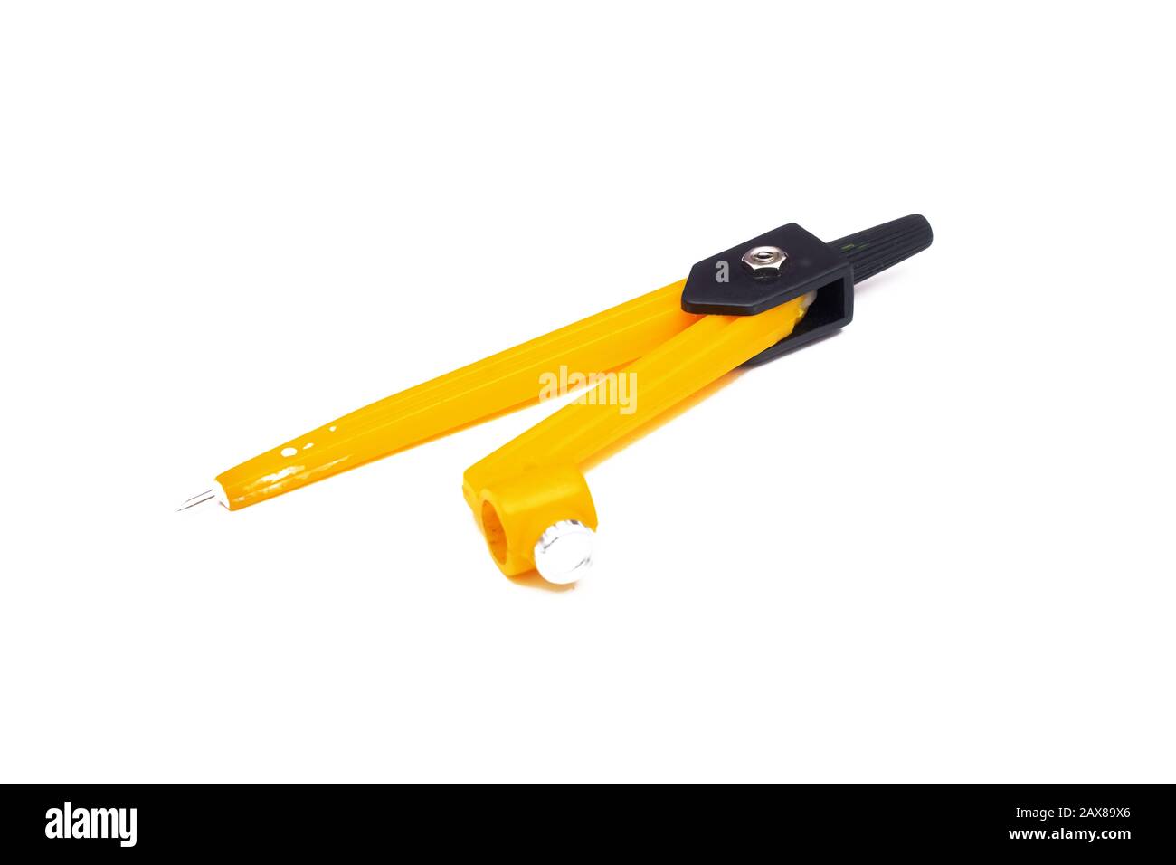 Yellow plastic compass closeup, isolate on white background Stock Photo ...