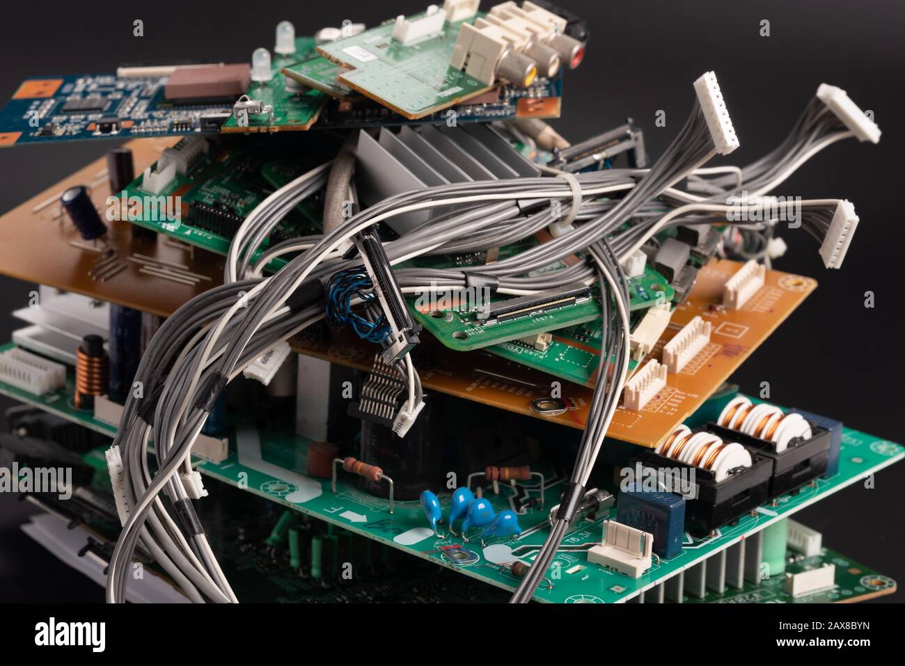 electronic PCB garbage as background from recycle industry and old ...