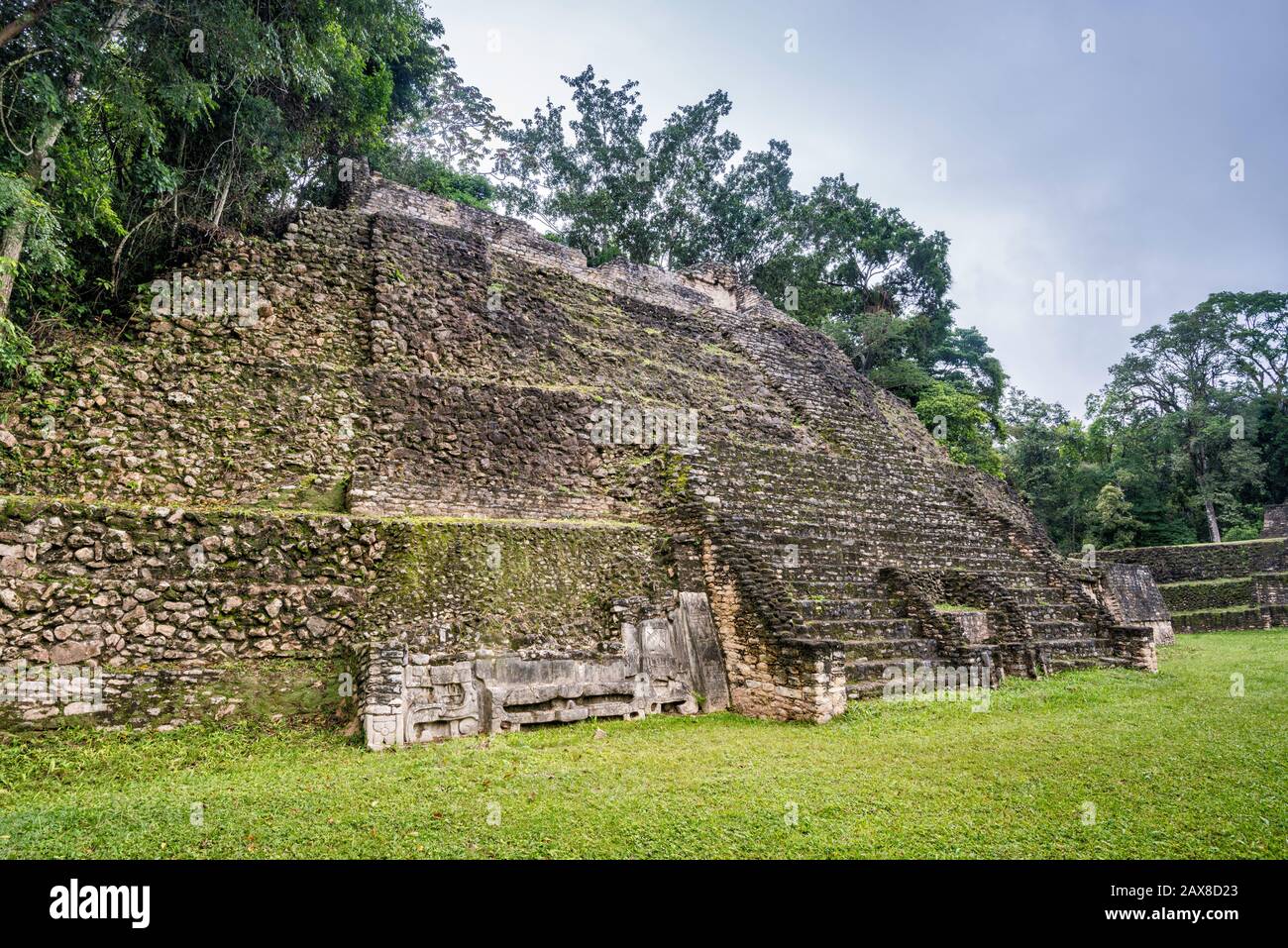 Structure A-6 pyramid, Temple of Wooden Lintel, at Plaza A, rainforest ...