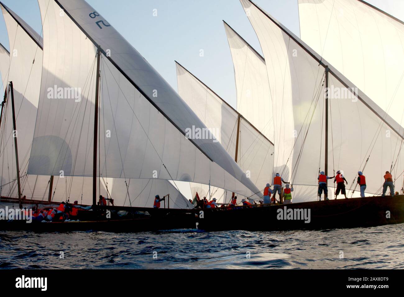 Start of the annual Al Gaffal dhow race in Dubai, UAE Stock Photo - Alamy
