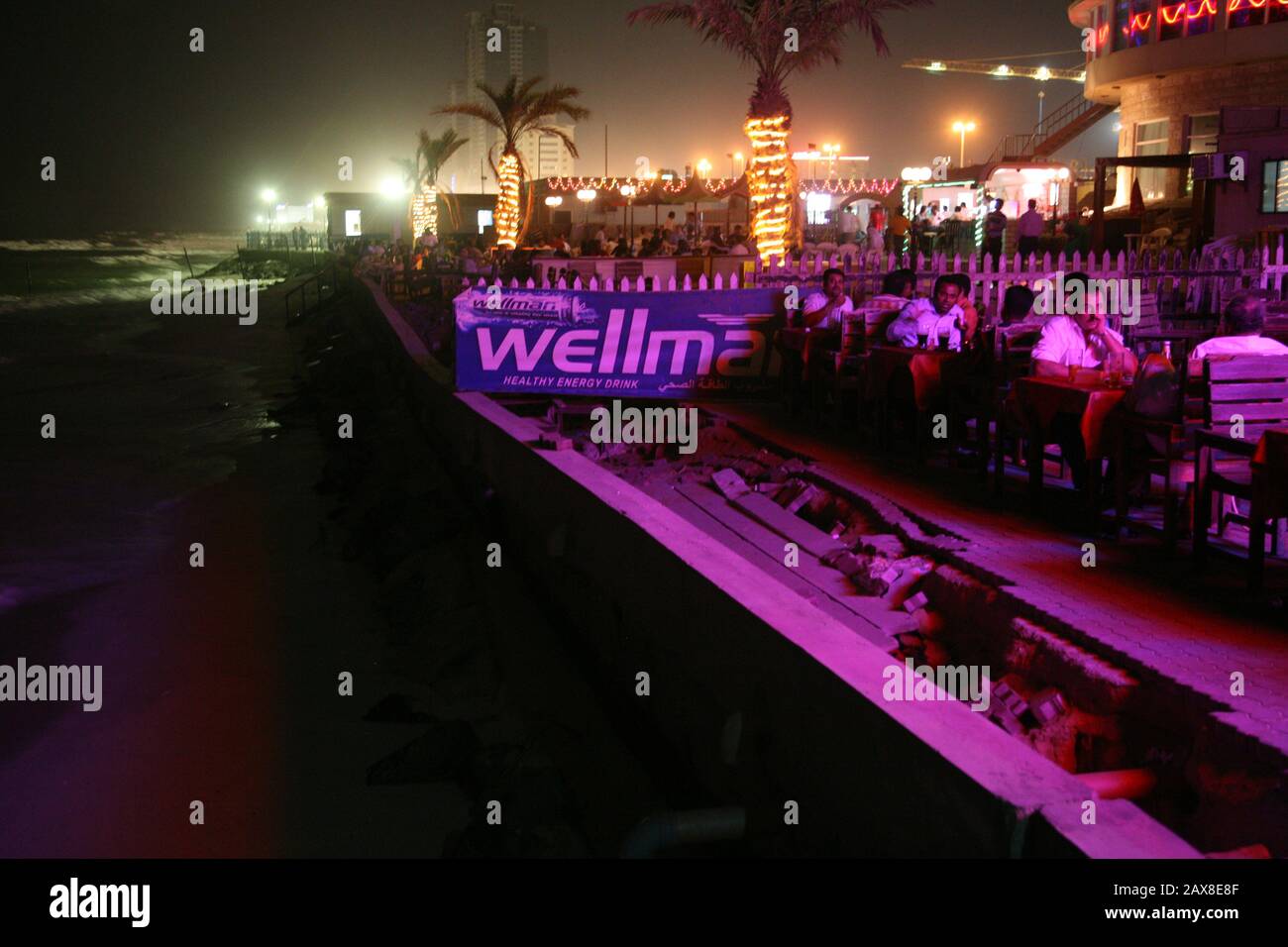 Beach side seating at holiday beach club, Ajman, UAE Stock Photo - Alamy