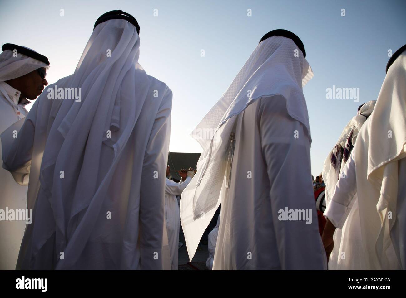 Local Bahraini men in a traditional dance at the Bahrain Grand Prix ...