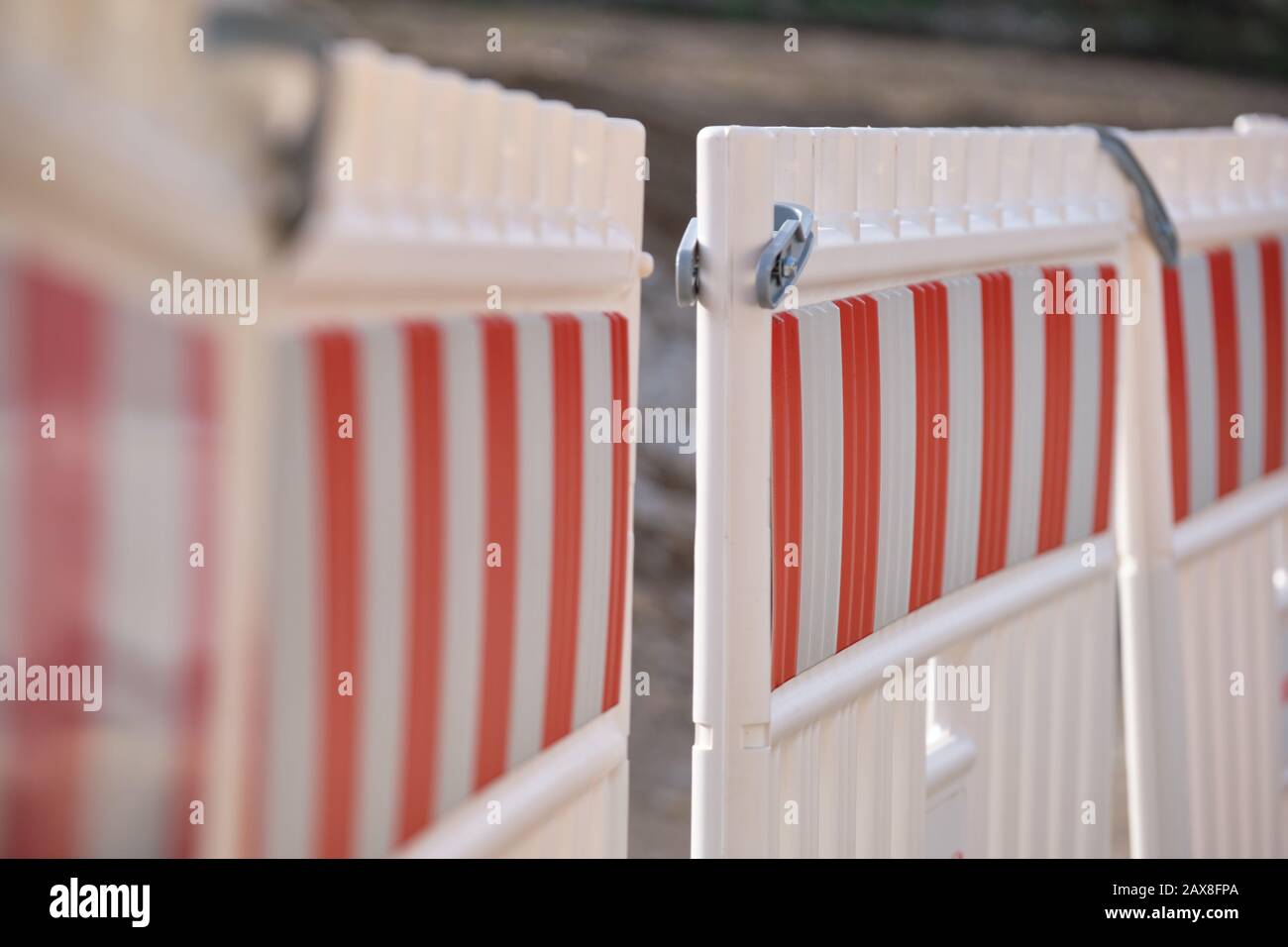 Red plastic safety barriers hi-res stock photography and images - Alamy