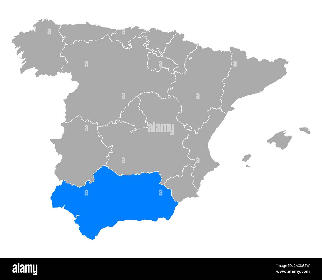 Map of Andalusia in Spain Stock Photo - Alamy