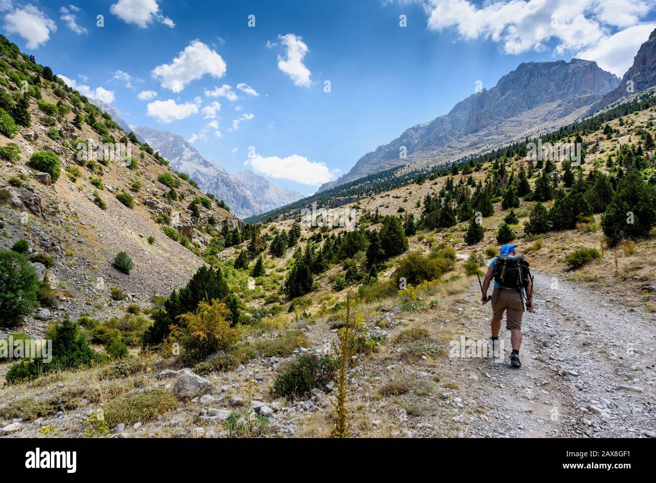 Turkey, Chamard - August 3, 2019: Tourist walk along the road through ...