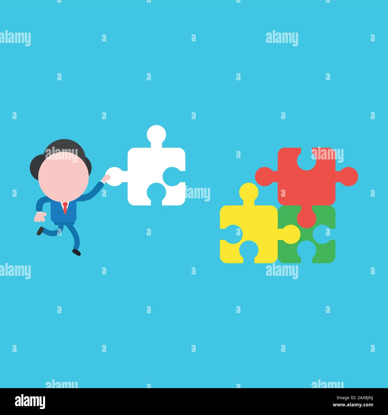 Three puzzle pieces connected Stock Vector Images - Alamy