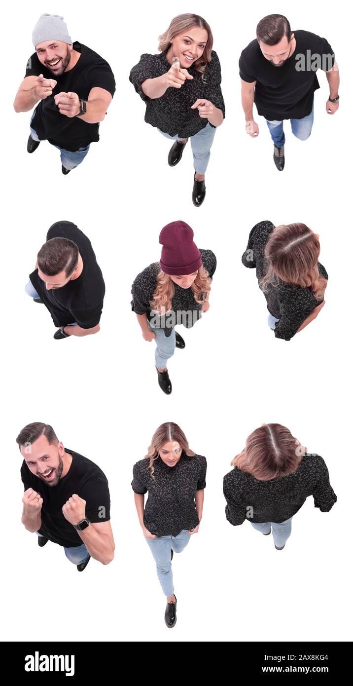 top view. image of modern different young people Stock Photo - Alamy
