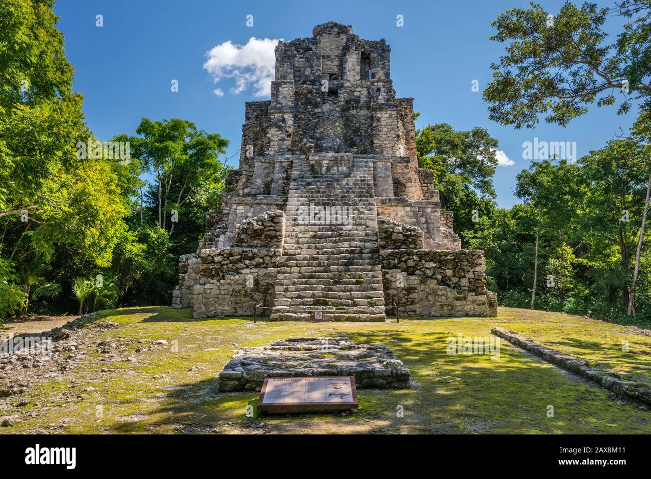 Estructura 8I-13 (El Castillo) at Chunyaxche (Muyil) Maya ruins ...