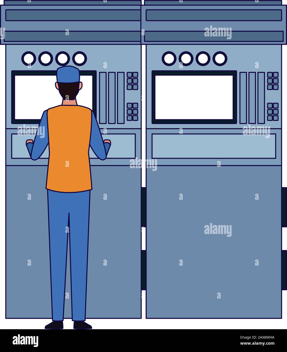 car mechanic supervising a car scanner machine Stock Vector Image & Art ...