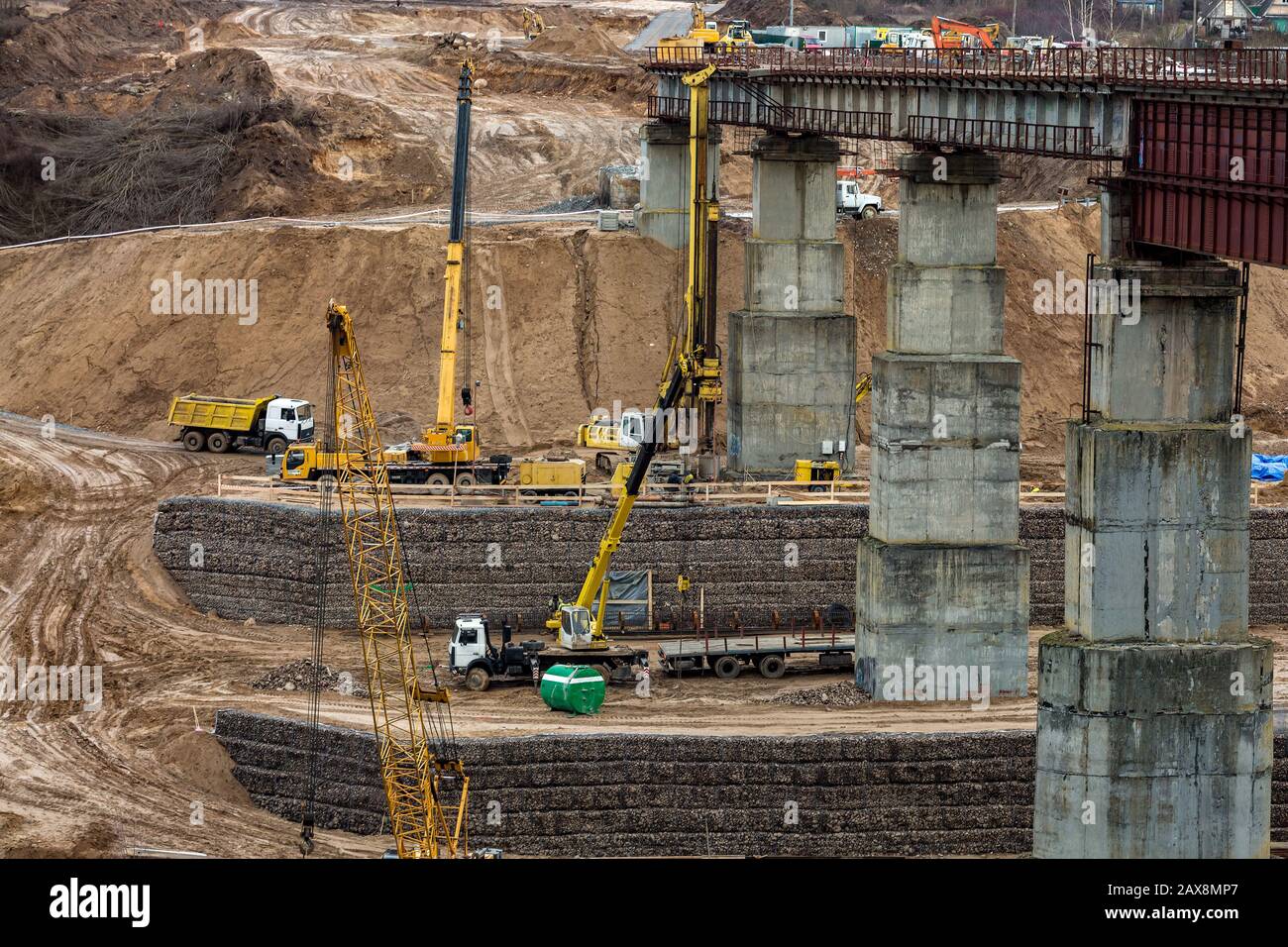 construction or reconstruction of highway concrete bridge over a wide ...