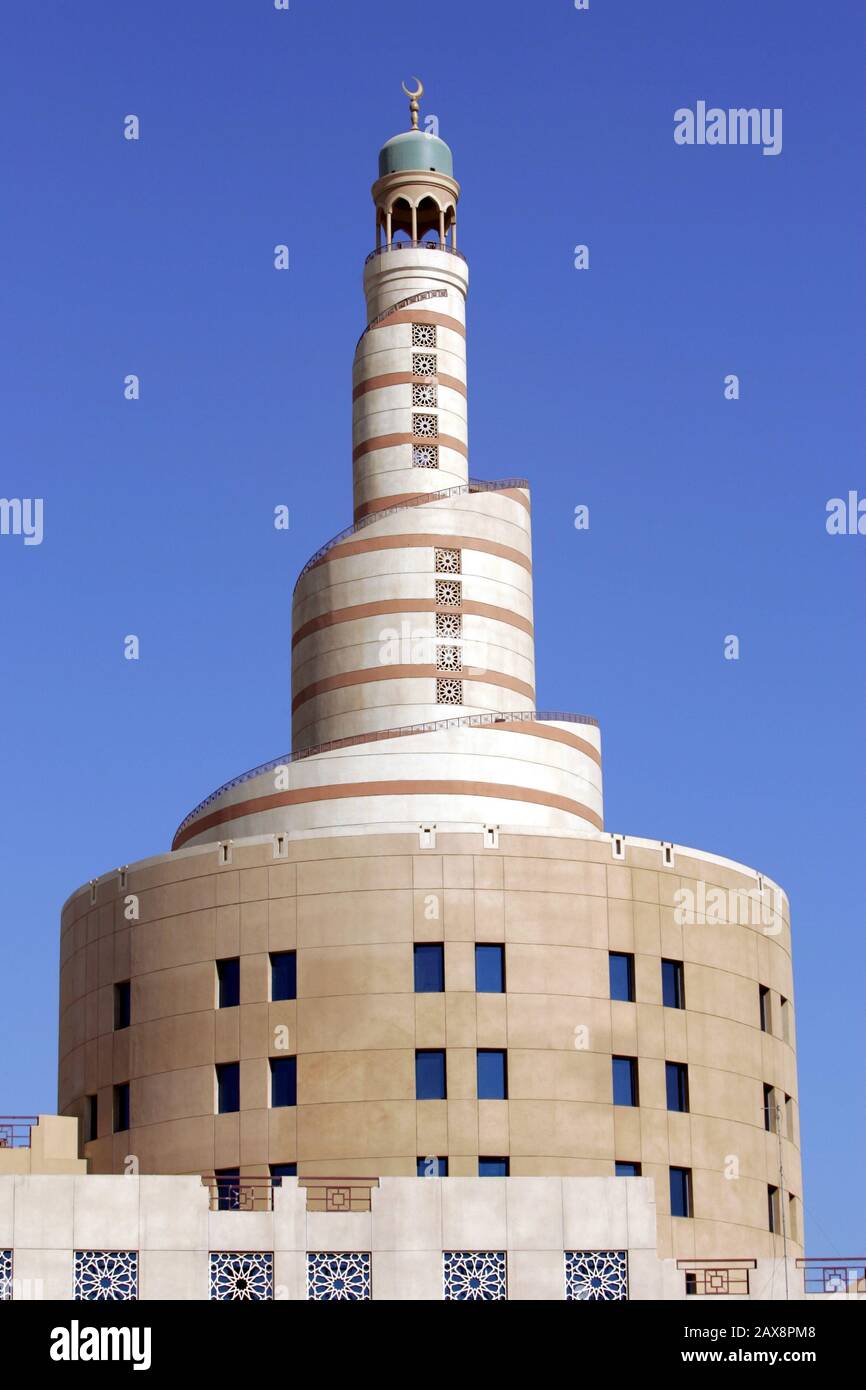 Doha qatar tower spiral islamic architecture building hi-res stock ...