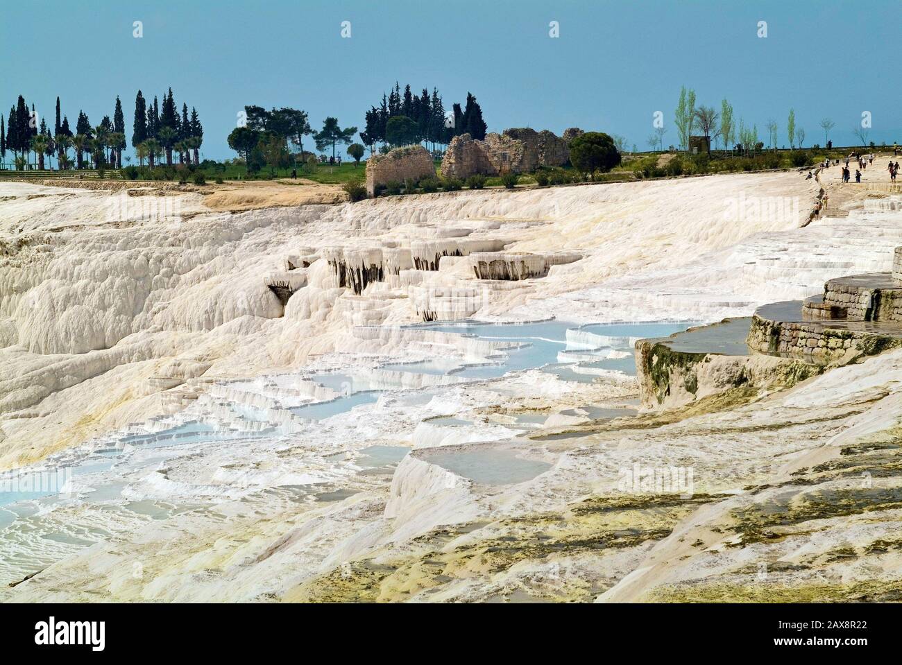 Turkey, Pamukkale, travertine terraces with pools in the UNESCO World heritage site Stock Photo ...