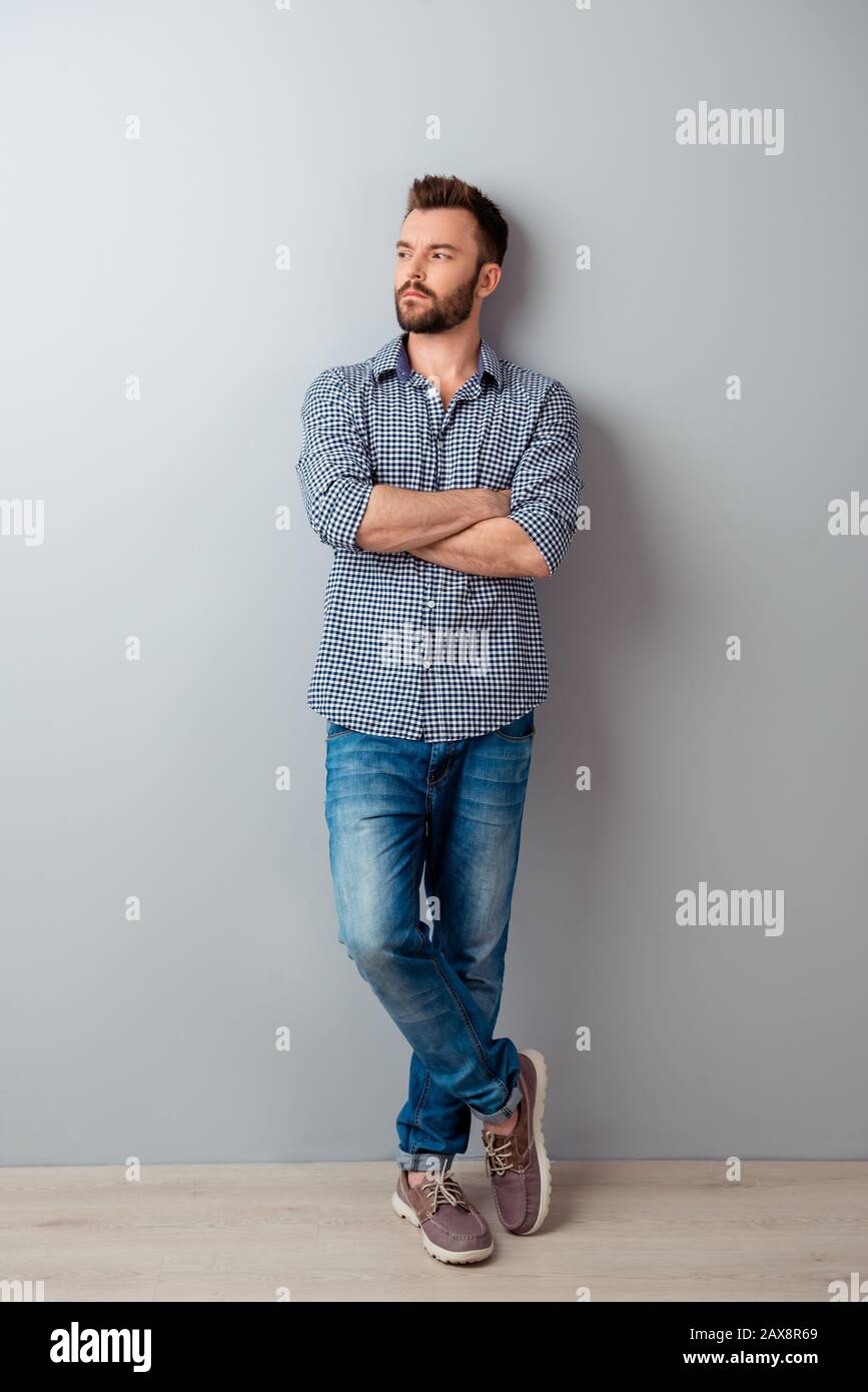 Full photo of happy handsome stylish man with crossed hands Stock Photo ...
