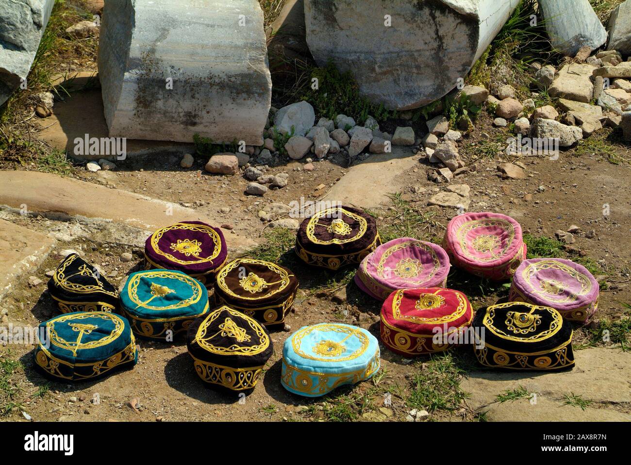 Turkey, Turkish cap aka Fez as souvenir in ancient city of Perge ...